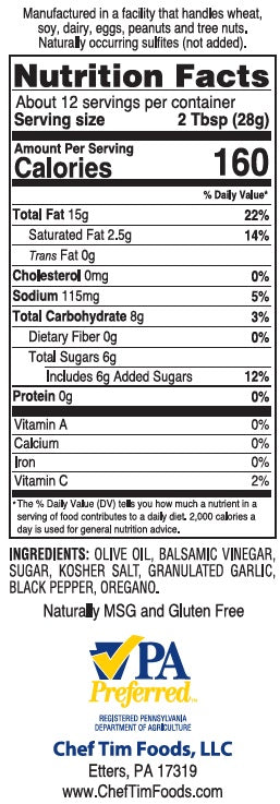 Chef Tim's Sweet Balsamic Vinaigrette - 12 oz Small – Chef Tim Foods