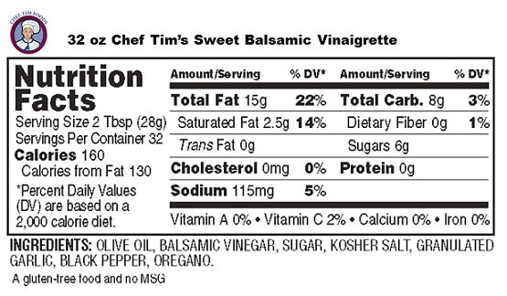 6-Pack Special - Large 32oz Chef Tim's Sweet Balsamic Vinaigrette Sala ...
